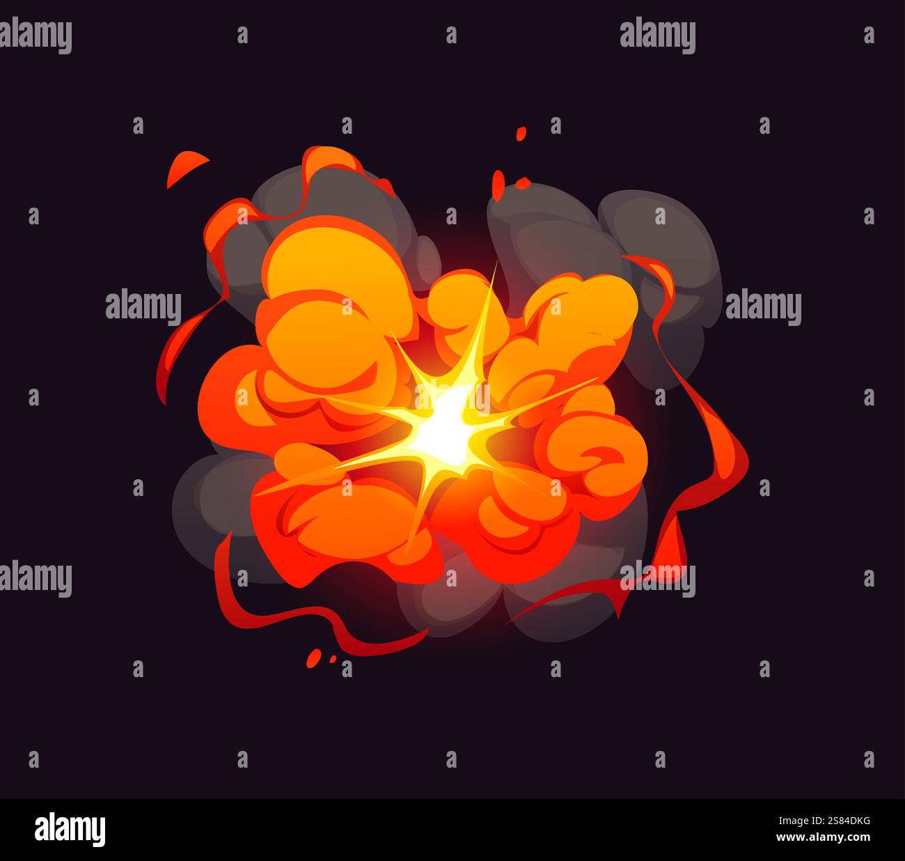 Cartoon boom cloud, bomb blast explosion effect, comic fire and smoke ...
