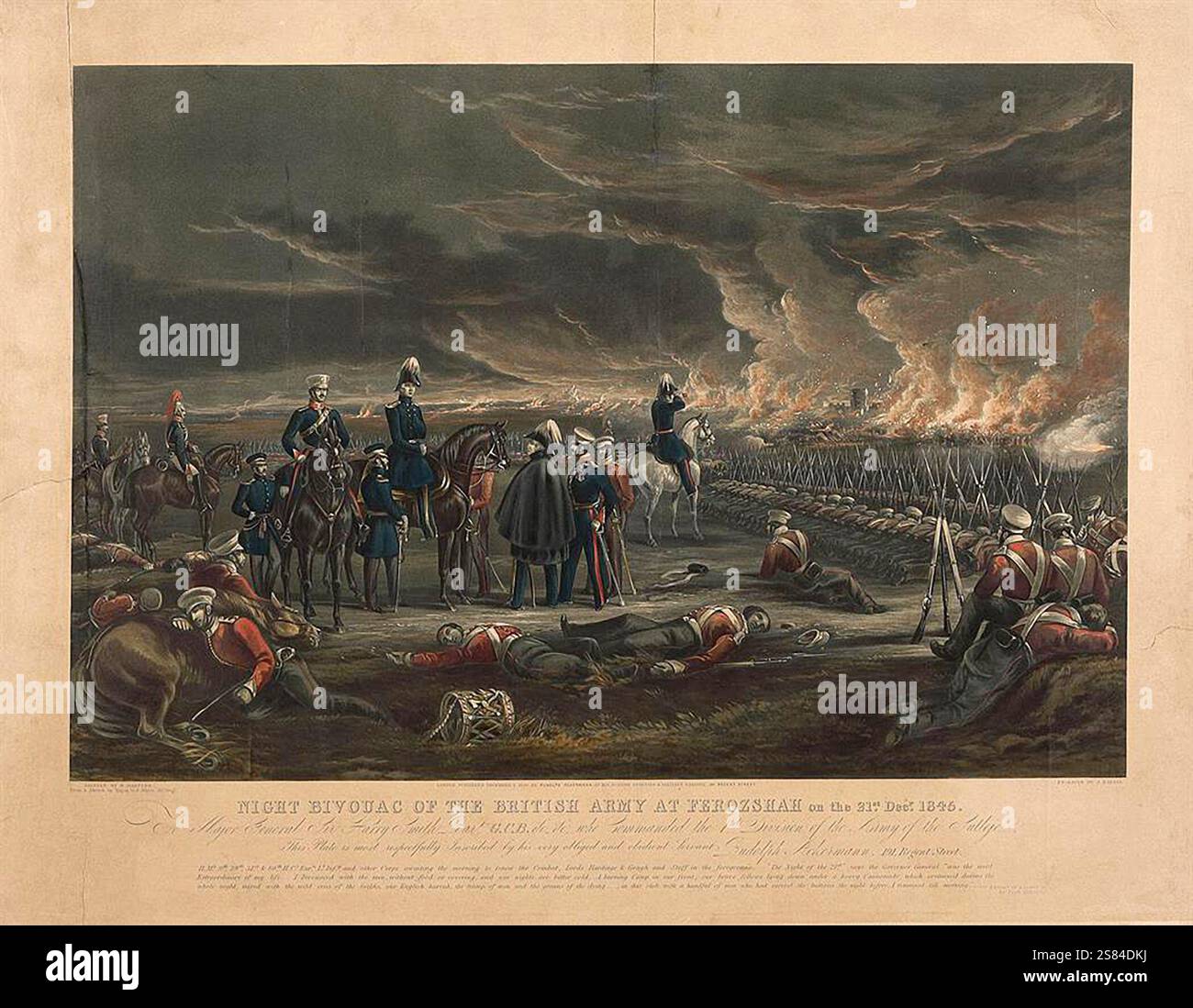 The British Army at a night bivouac before the Battle of Ferozeshah ...