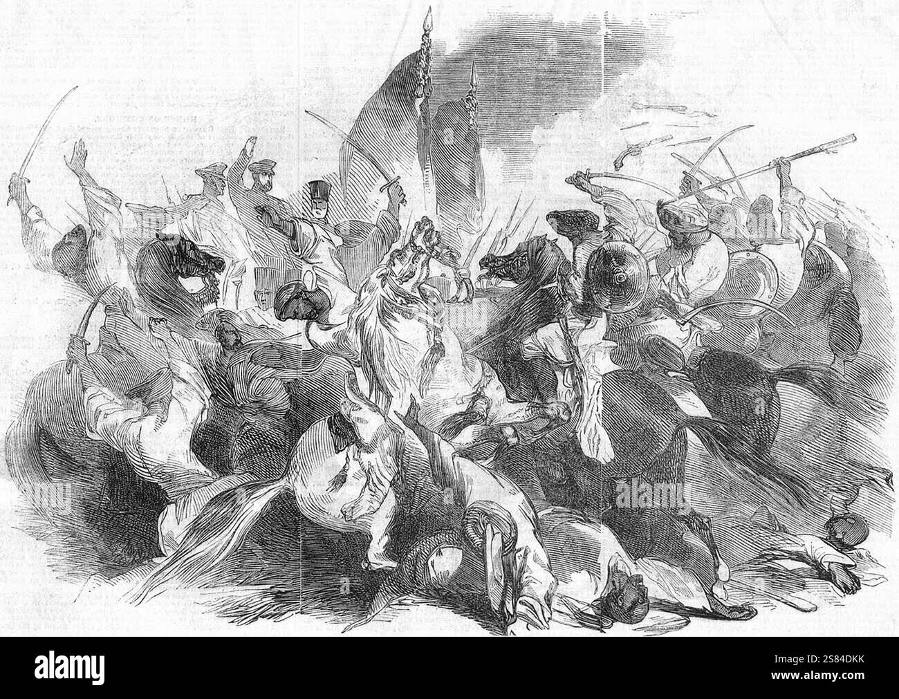 Sikh troops atacking a British native infantry egiment at the Battle of ...