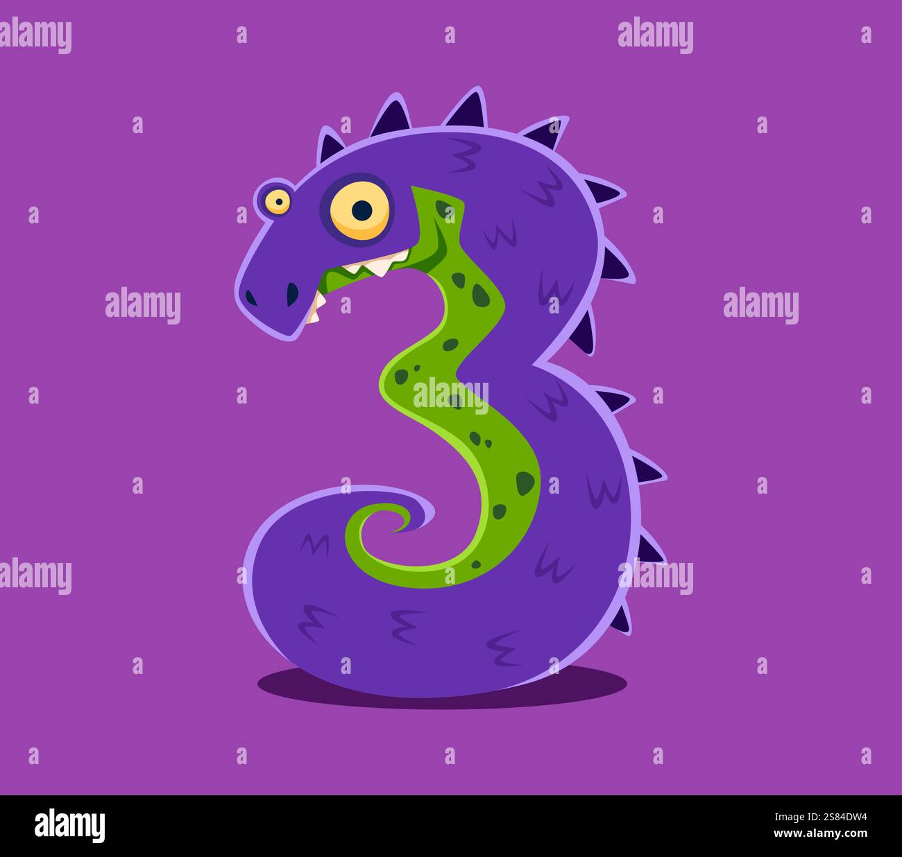 Halloween font digit 3 three scary monster character. Bizarre reptile ...