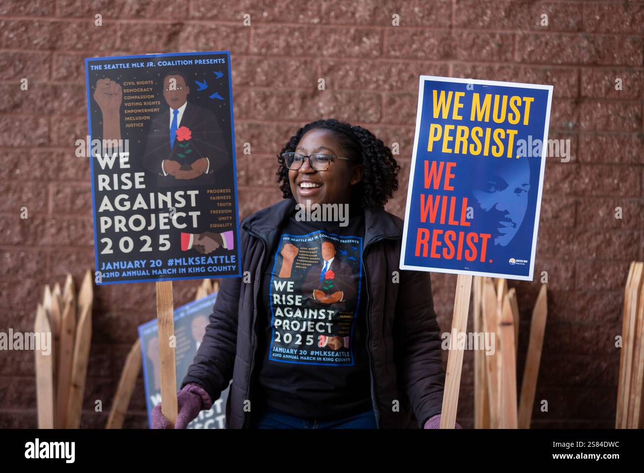 Seattle, Washington, USA. 20th January 2025. An enthusiastic young ...