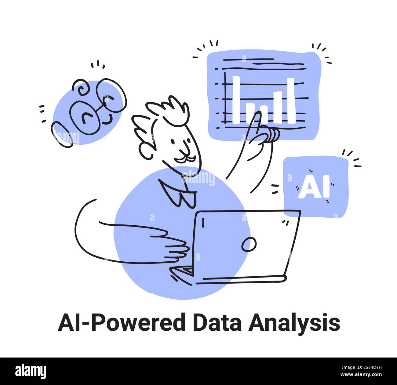 AI-powered data analysis concept with person analyzing graphs on laptop ...