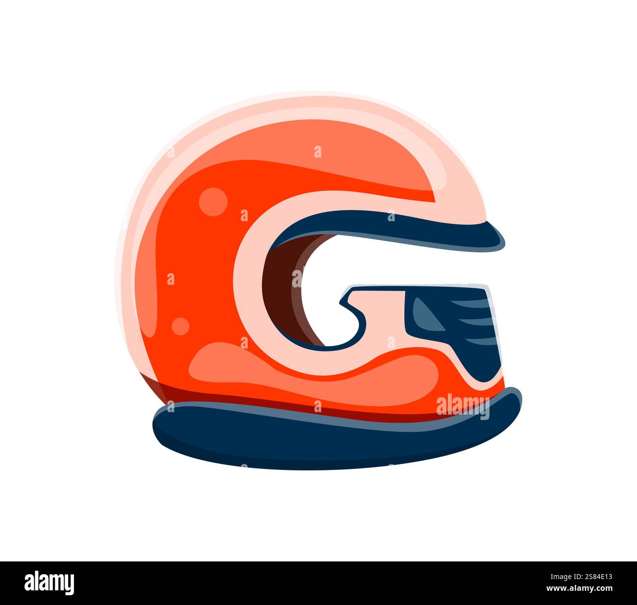 Cartoon letter G styled as a red and blue motorcycle helmet. vector ...