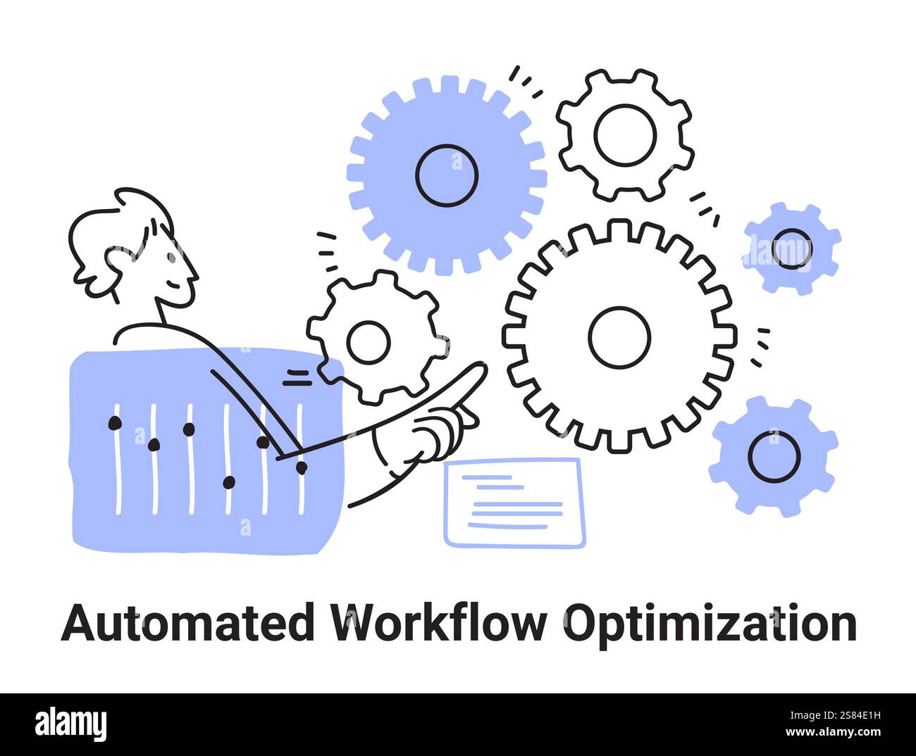 Automated Workflow Optimization Concept With Gears Person Interacting 0744