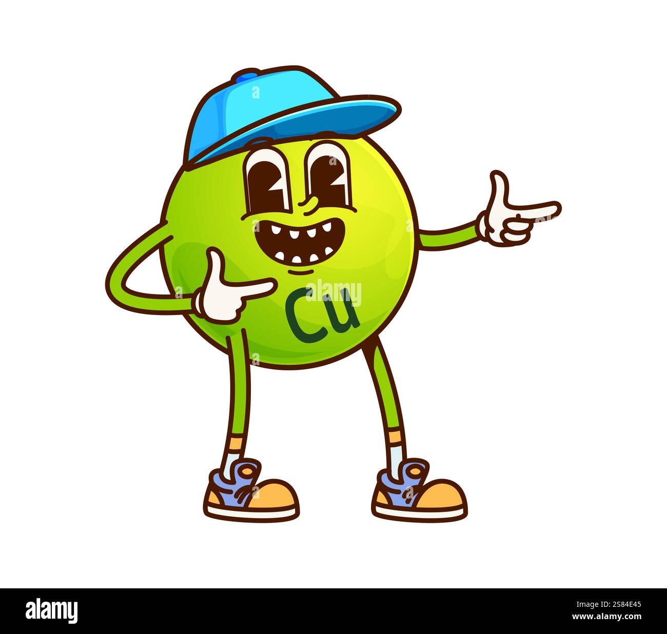 Cartoon Copper or cuprum groovy vitamin character. Isolated vector Cu ...