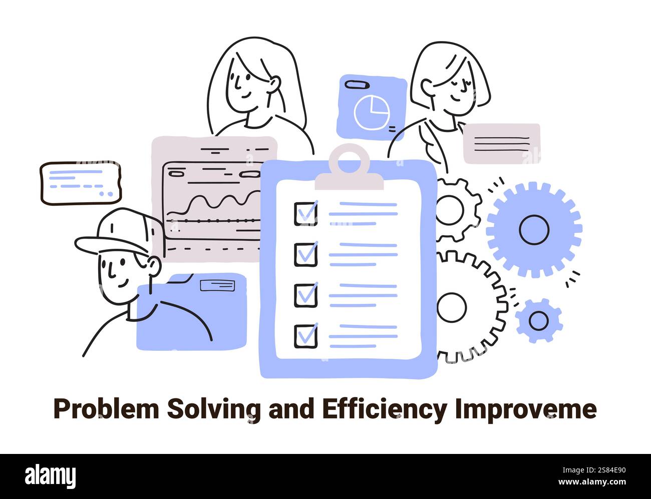 Problem solving and efficiency improvement concept with people gears ...