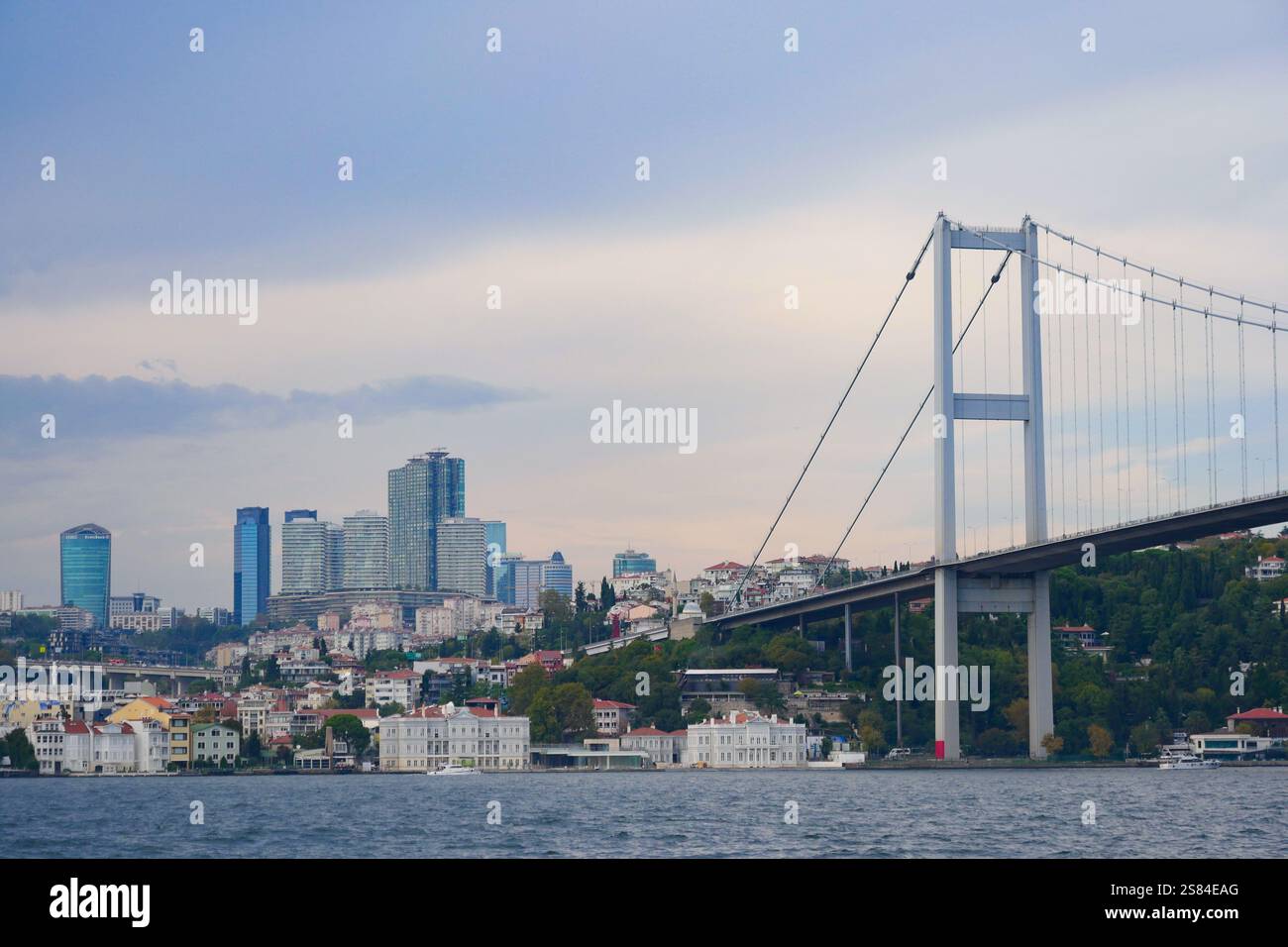 turkey istanbul 29 june 2024, bosphorus Bridge and Modern Skyline Along ...