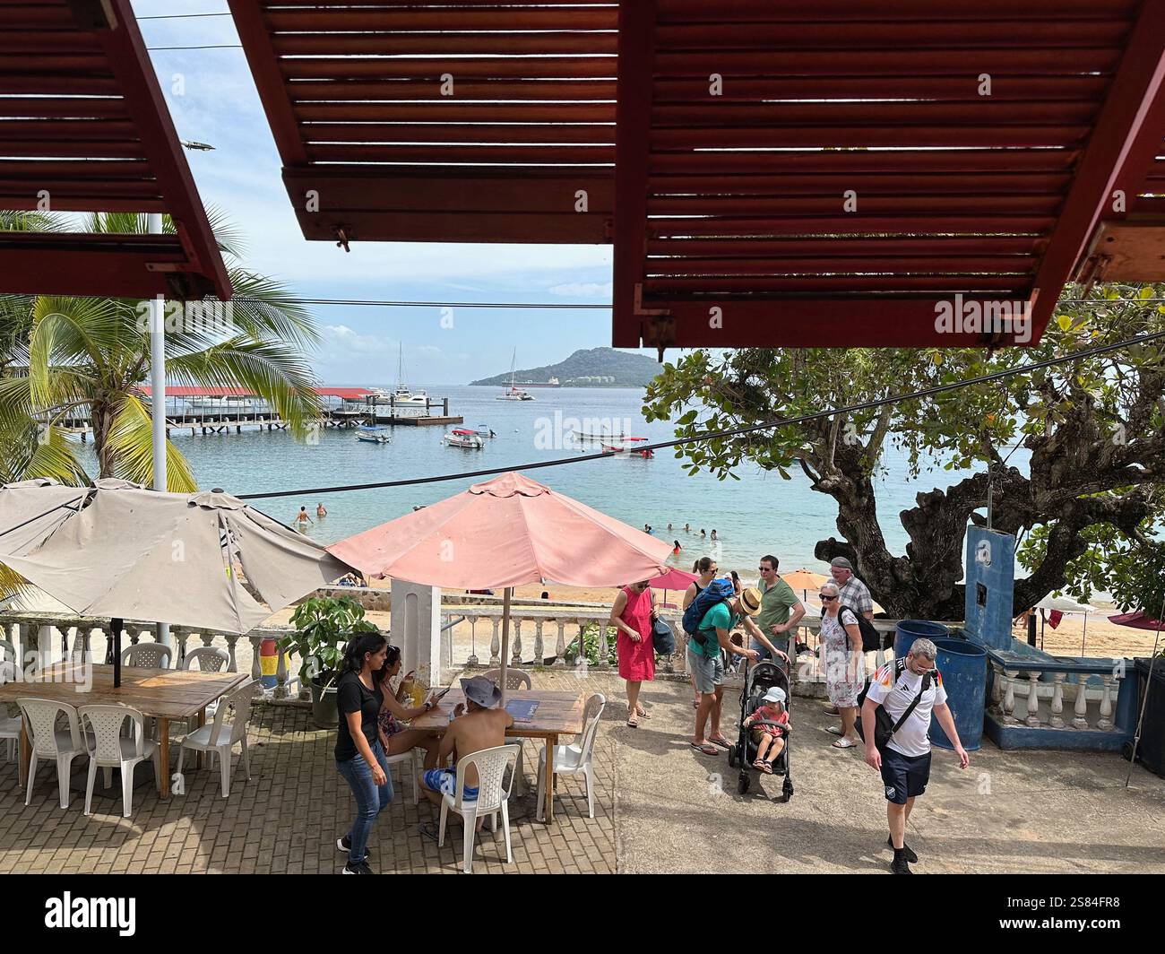 Isla Taboga, USA. 9th Jan, 2025. A restaurant and bar overlooking the ...