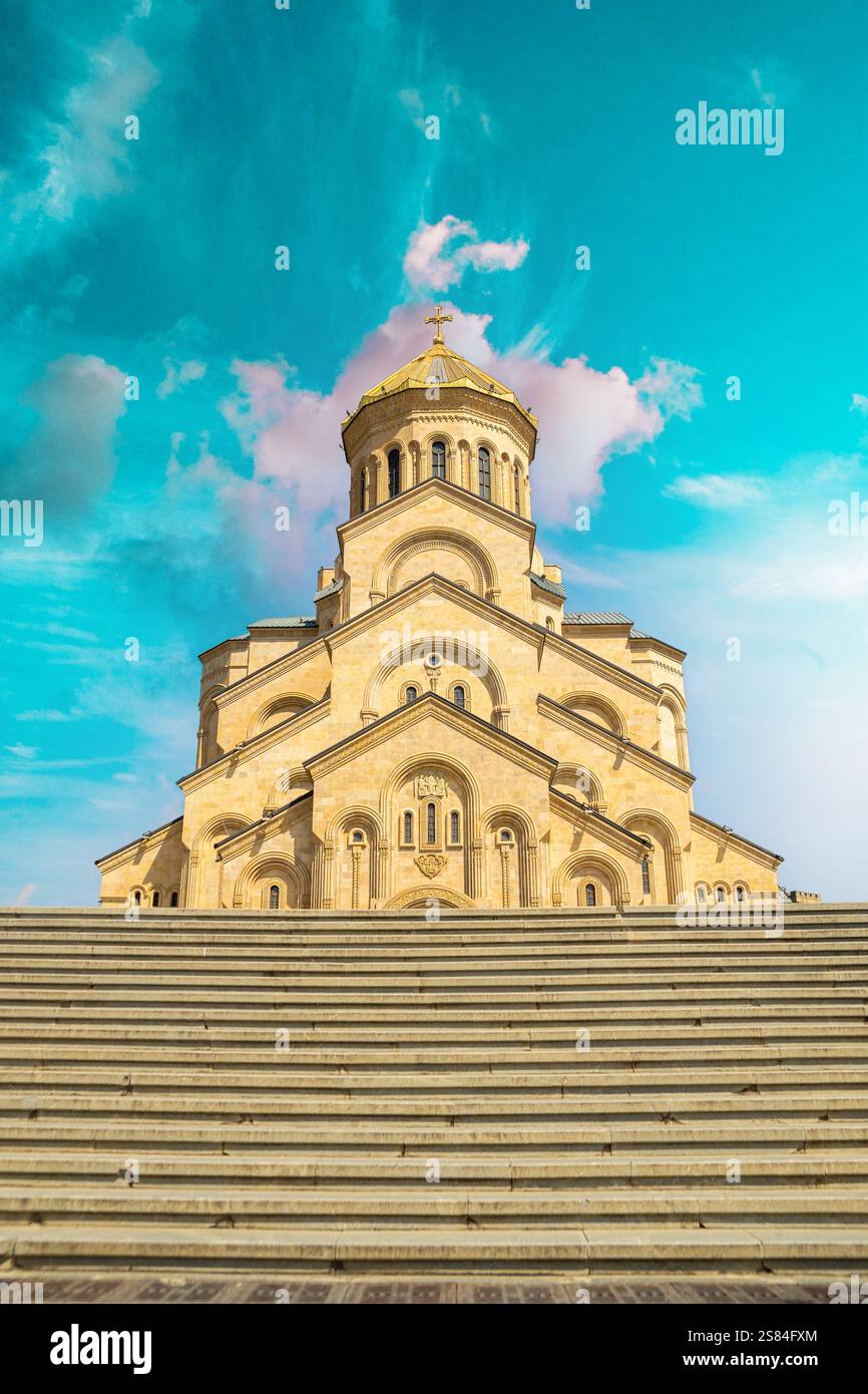 The Holy Trinity Cathedral of Tbilisi in Georgia features a golden dome ...