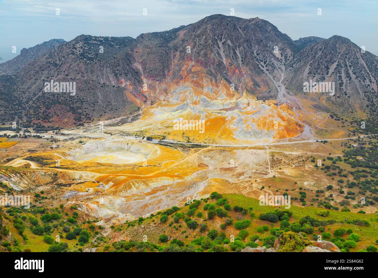 Nisyros volcano view, Nisyros Island, Dodecanese Islands, Greece Stock ...
