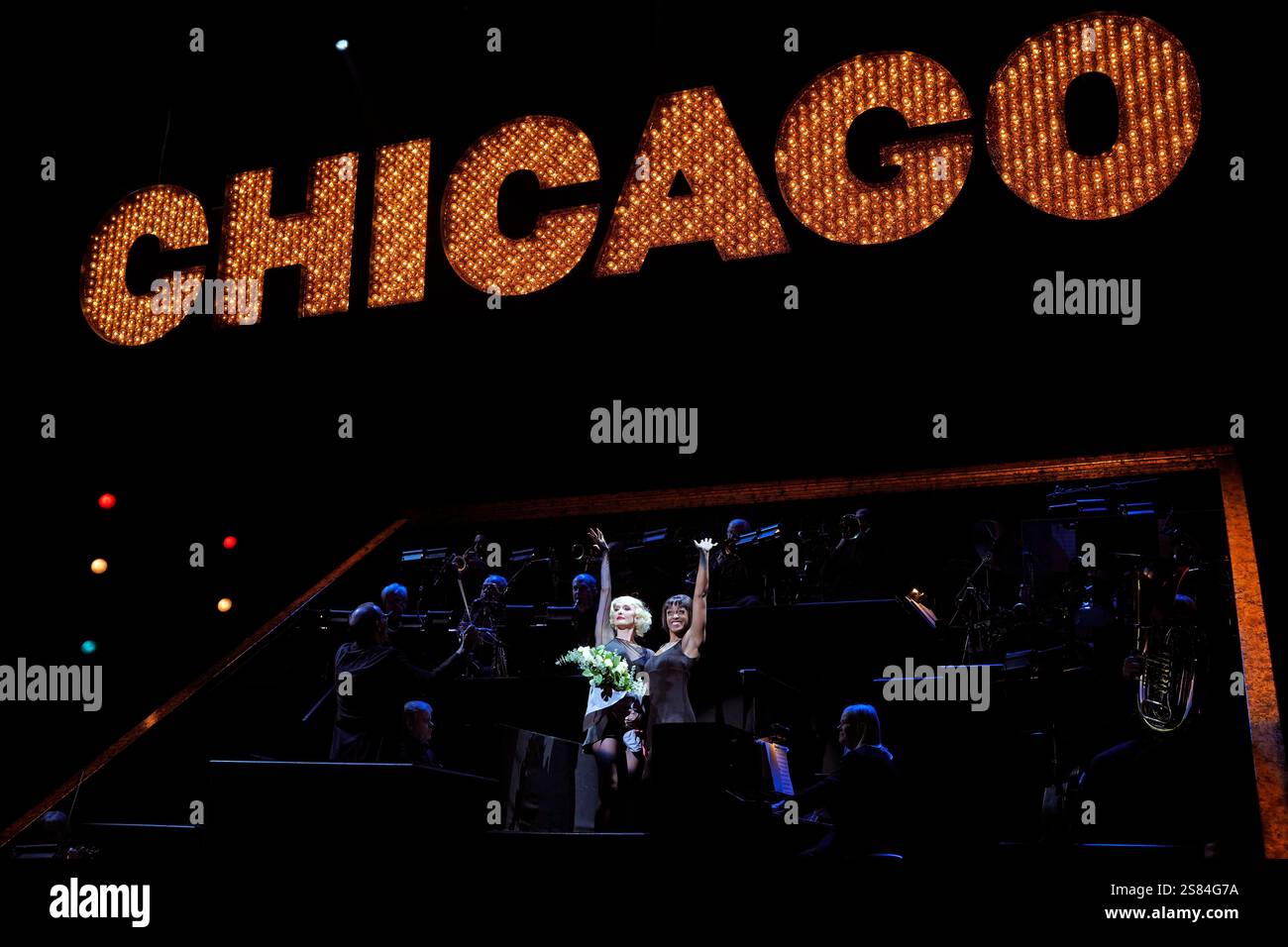 Erika Jayne, left, and Kimberly Marable appear at the curtain call ...