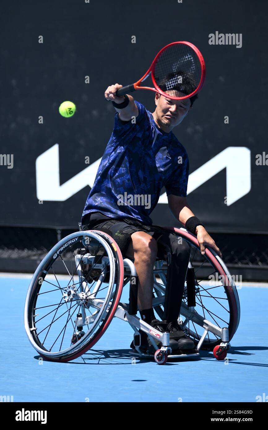 Melbourne, Australia. 21st Jan, 2025. Takuya Miki of Japan during his round one Wheelchair ...