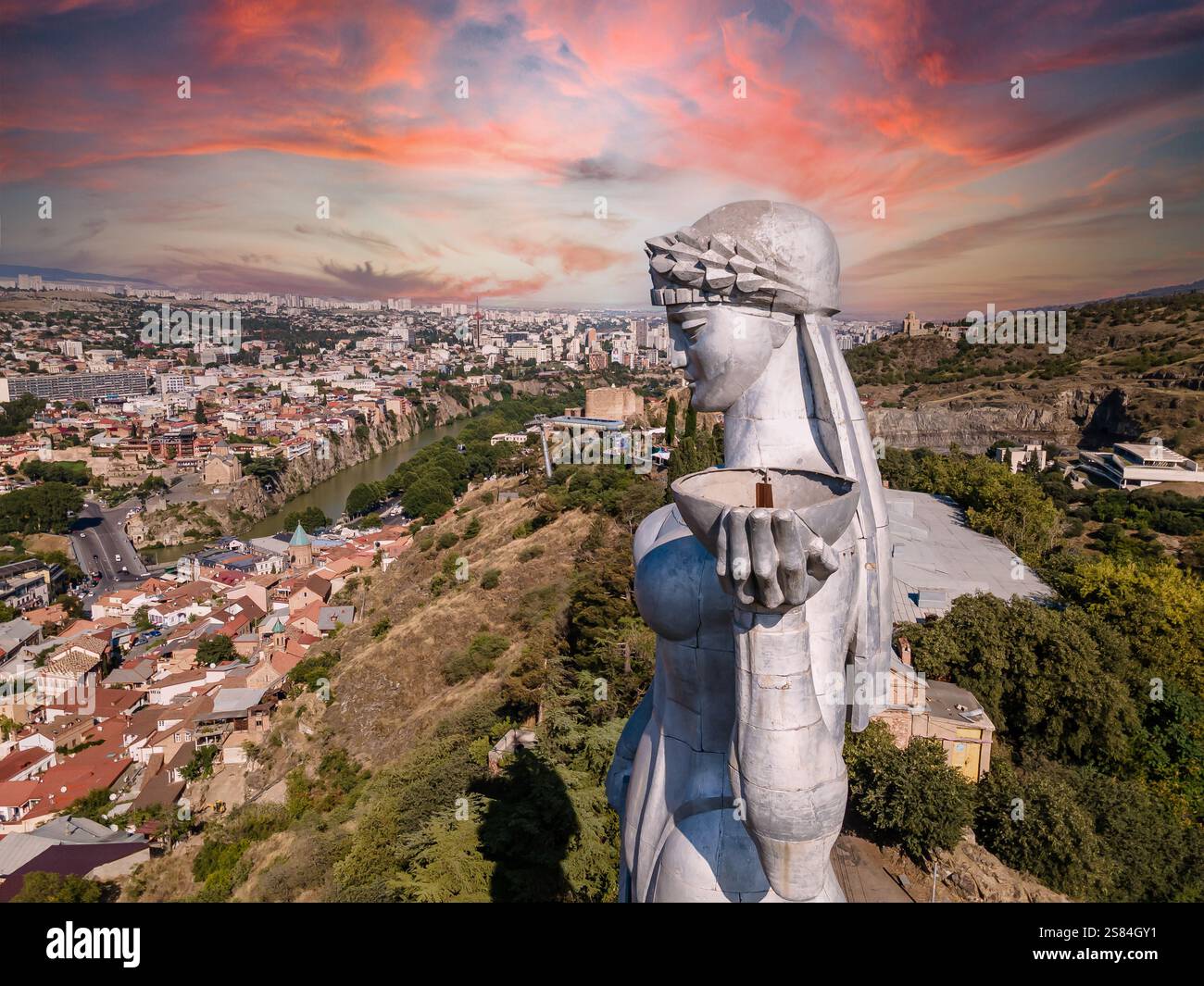 The Mother of Georgia statue in Tbilisi stands tall with a bowl and ...