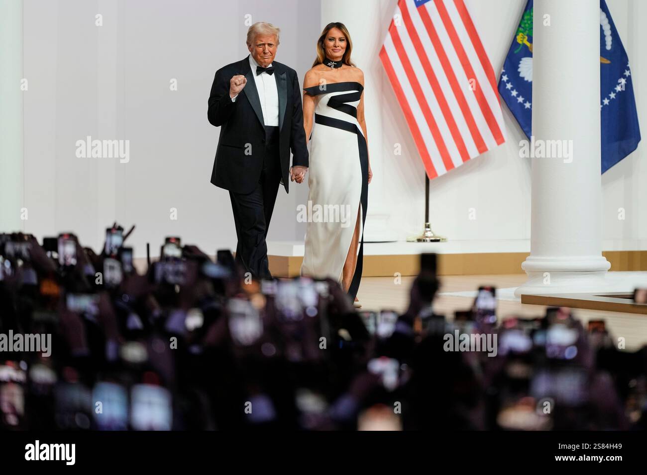 President Donald Trump and first lady Melania Trump arrive at the ...