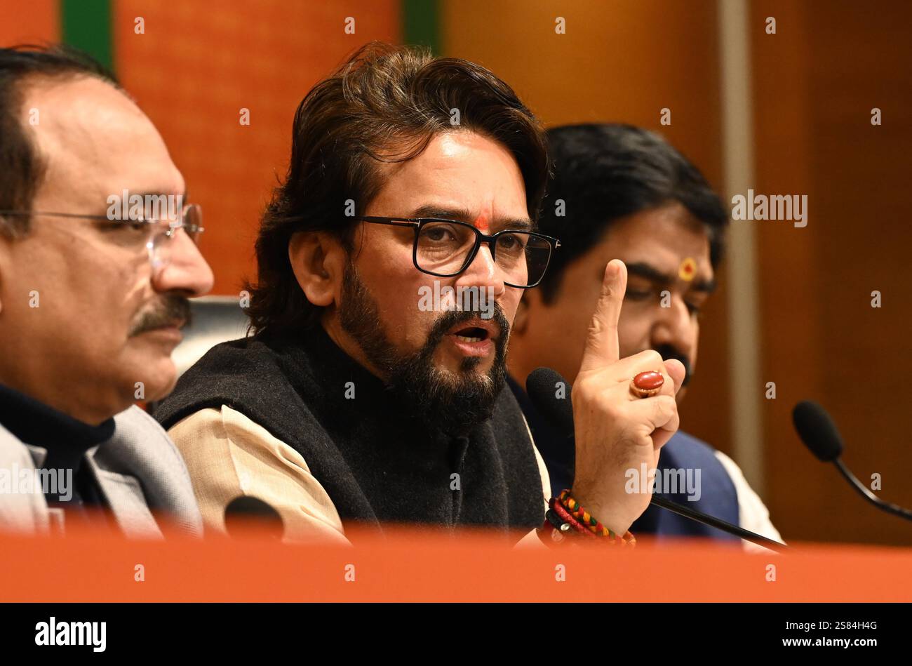 NEW DELHI, INDIA - JANUARY 20: BJP leader Anurag Singh Thakur with BJP ...