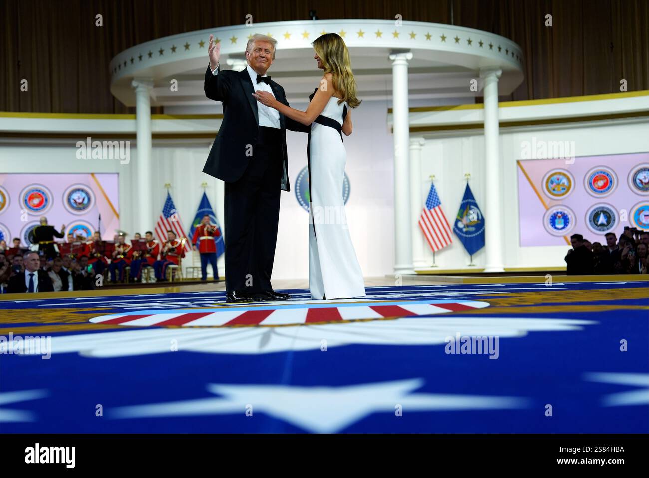 President Donald Trump and first lady Melania Trump dance at the Commander in Chief Ball, part ...