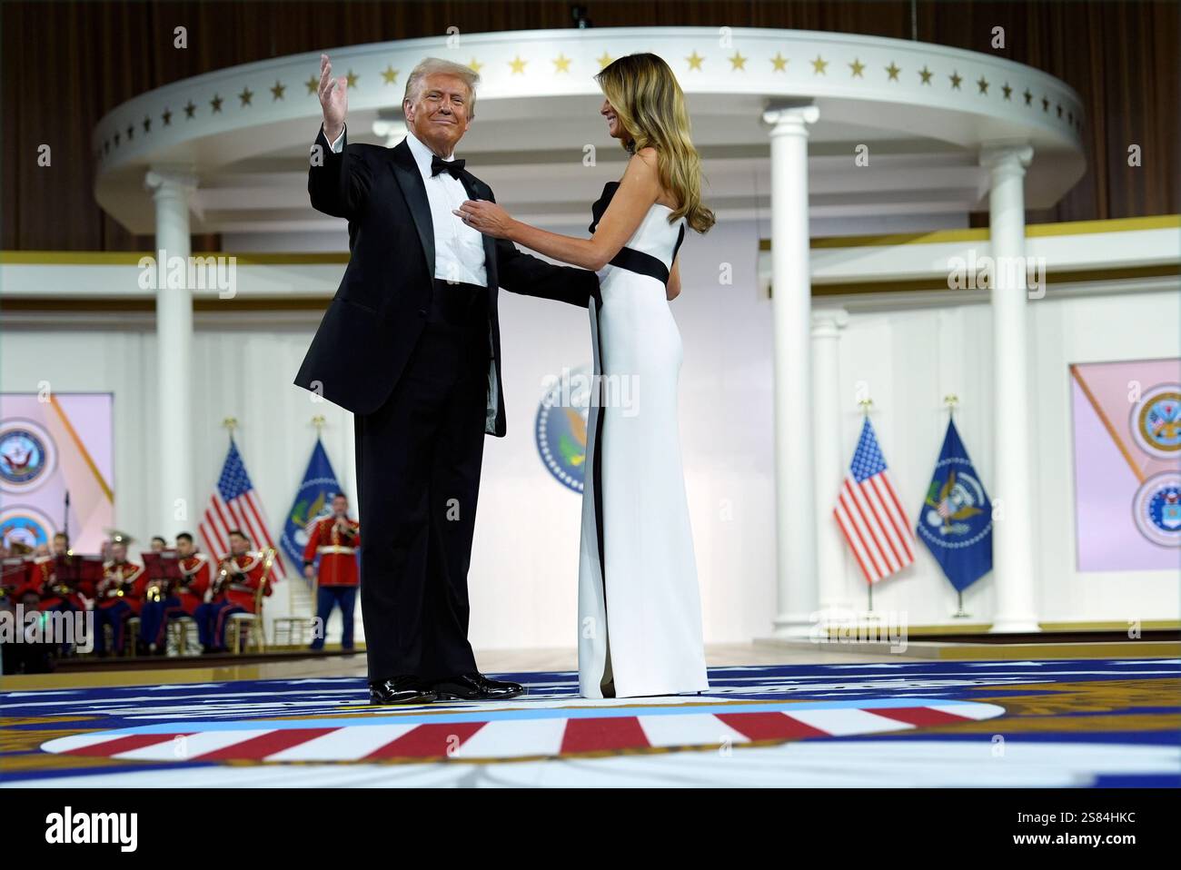 President Donald Trump and first lady Melania Trump dance at the Commander in Chief Ball, part ...