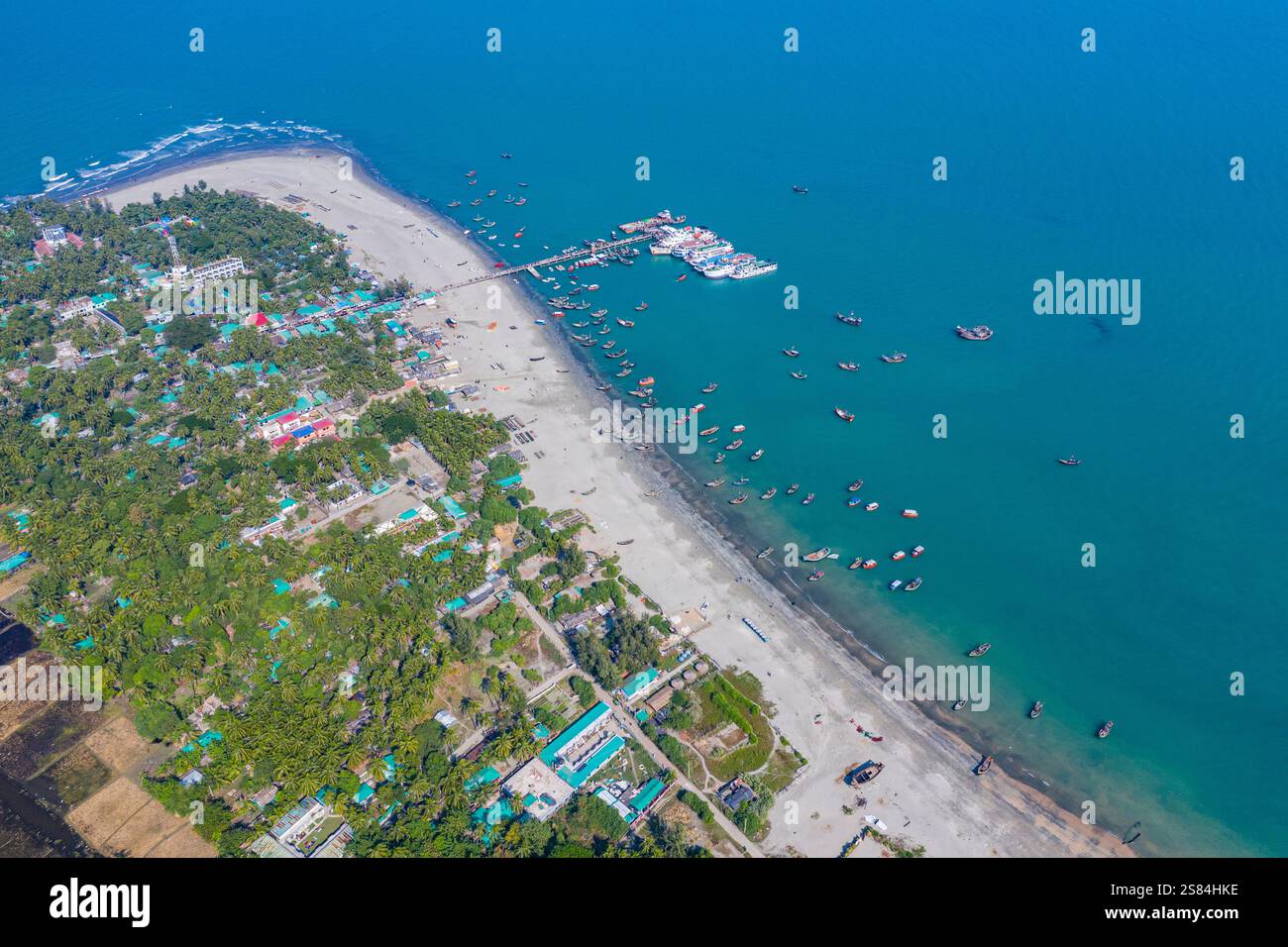 An aerial view of Saint Martin's Island, locally known as Narikel ...