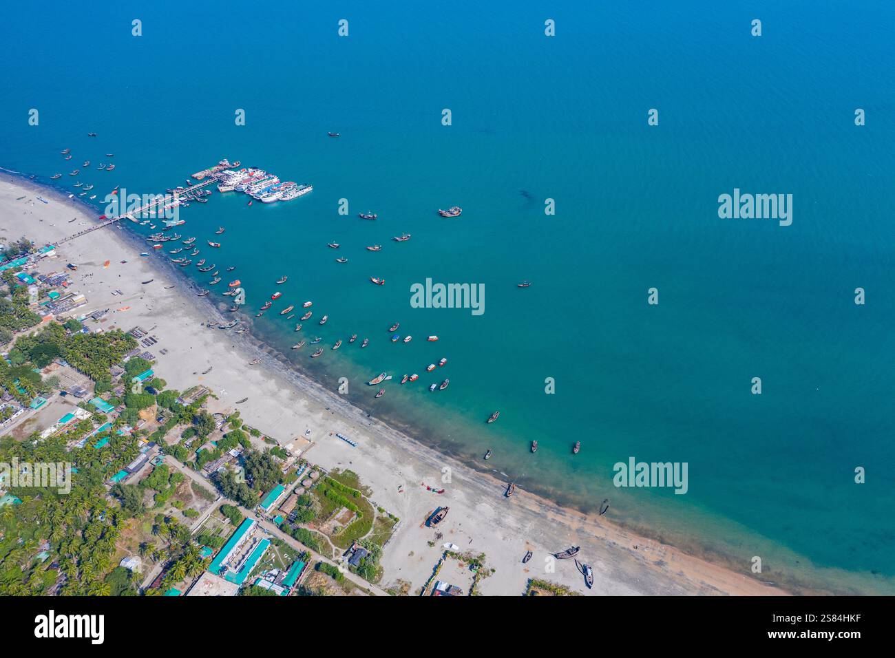 An aerial view of Saint Martin's Island, locally known as Narikel ...