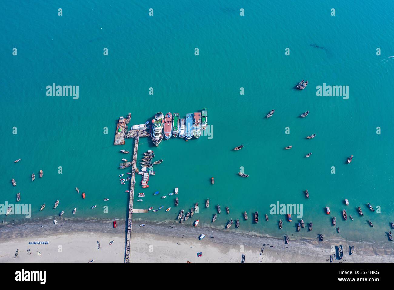An aerial view of Saint Martin's Island, locally known as Narikel ...