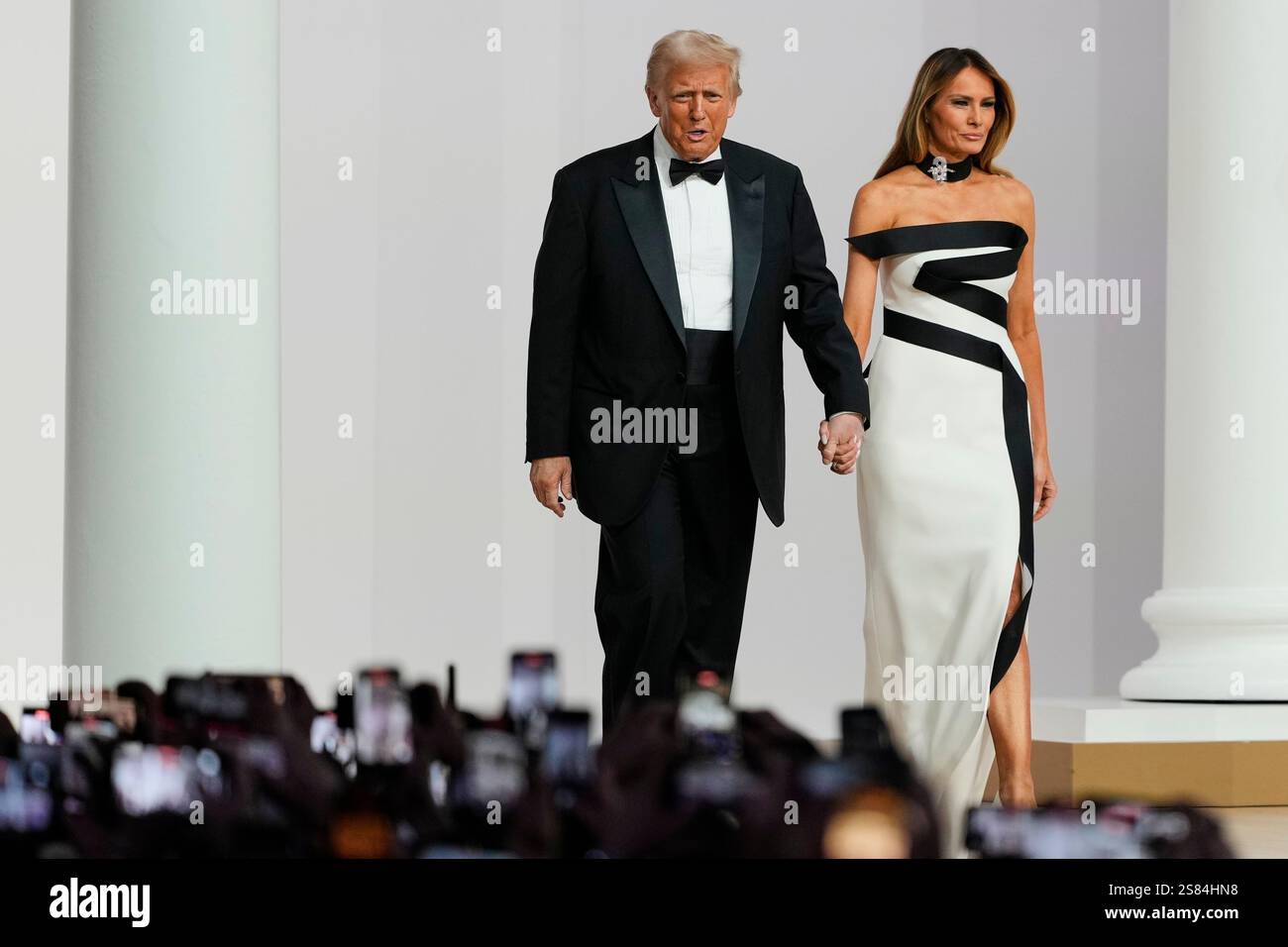 President Donald Trump and first lady Melania Trump arrive at the Commander in Chief Ball, part ...