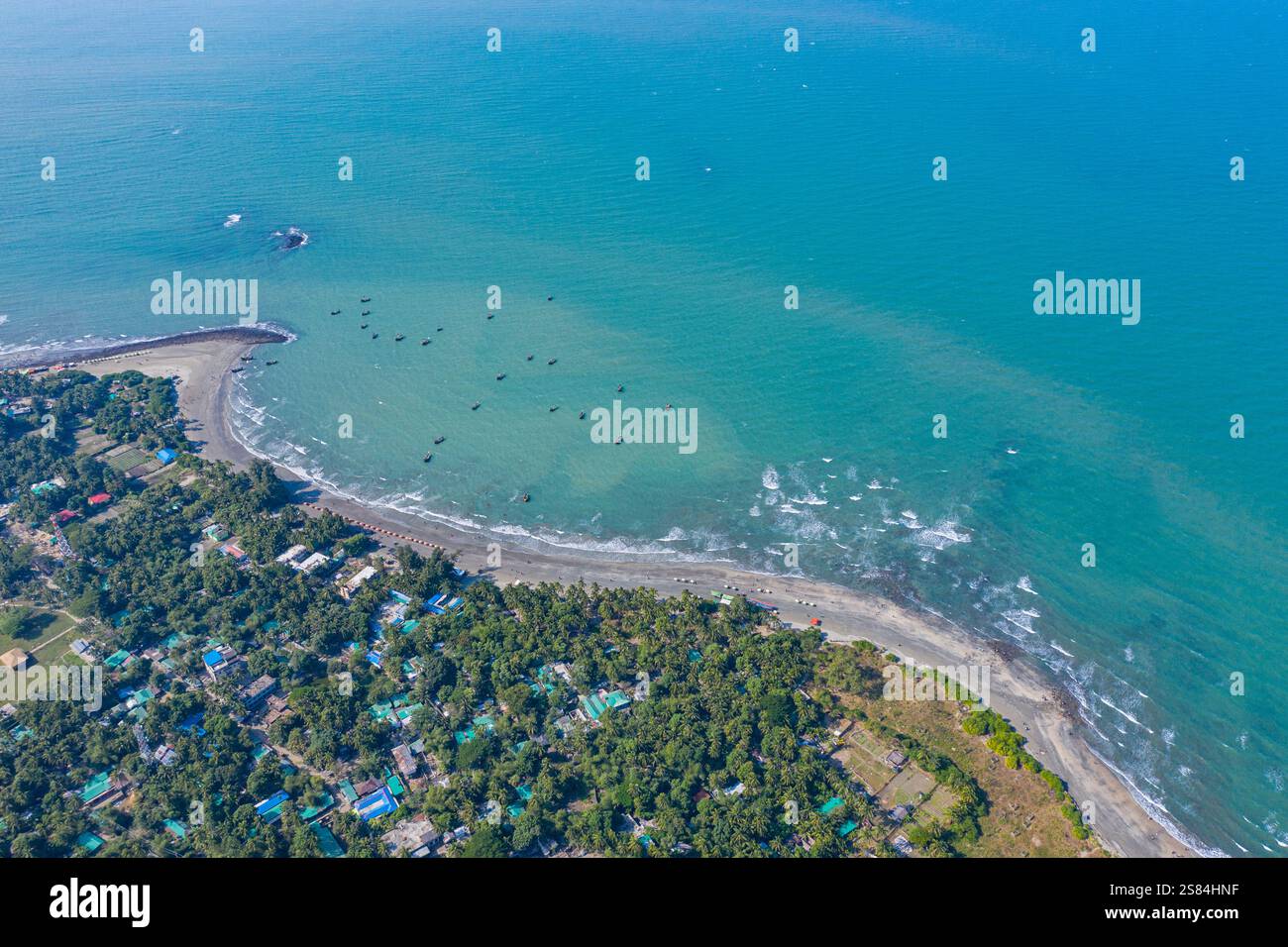 An aerial view of Saint Martin's Island, locally known as Narikel ...