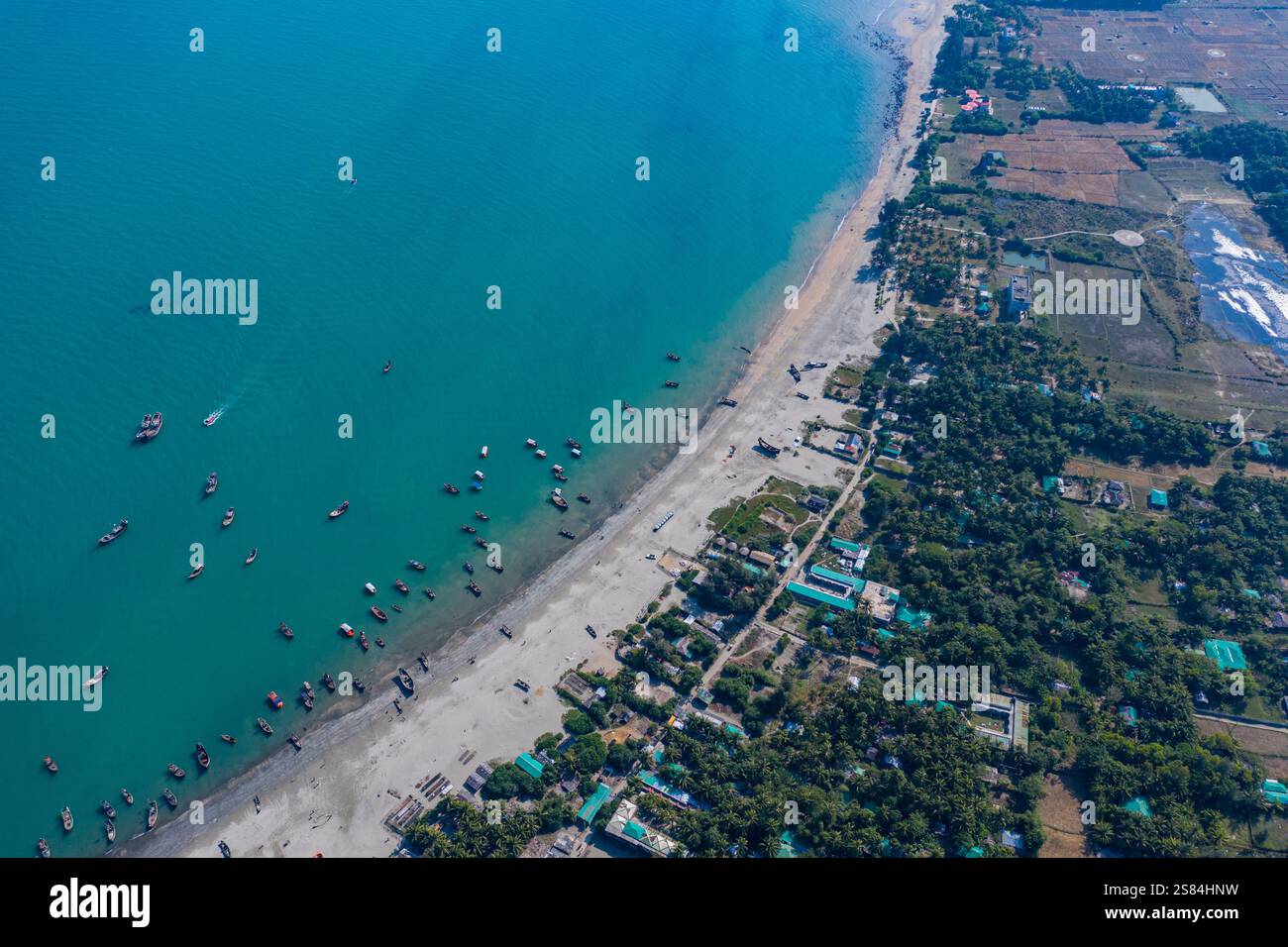 An aerial view of Saint Martin's Island, locally known as Narikel ...