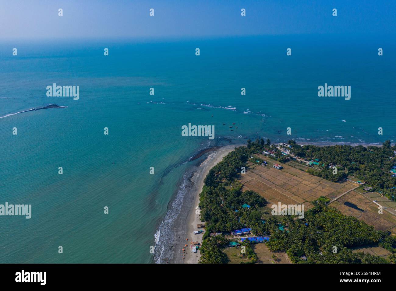 An aerial view of Saint Martin's Island, locally known as Narikel ...