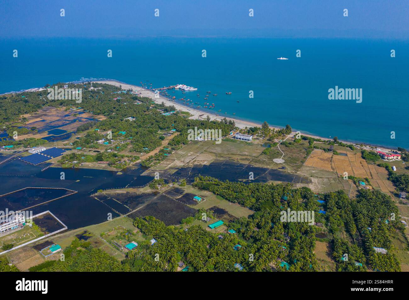 An aerial view of Saint Martin's Island, locally known as Narikel ...