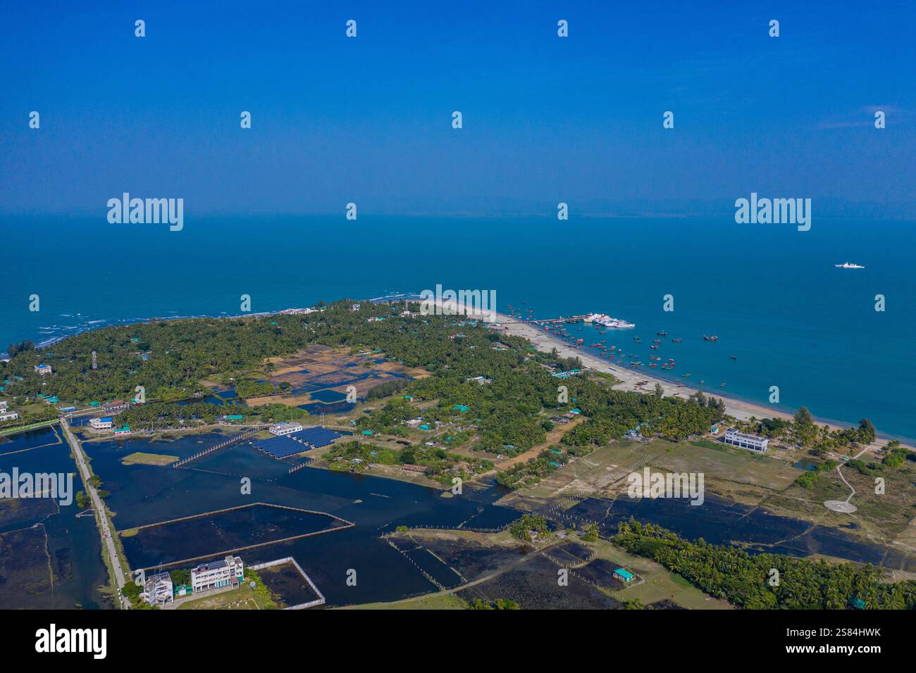 An aerial view of Saint Martin's Island, locally known as Narikel ...