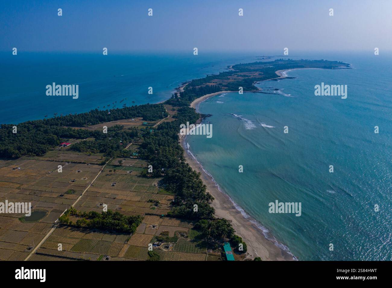 An aerial view of Saint Martin's Island, locally known as Narikel ...