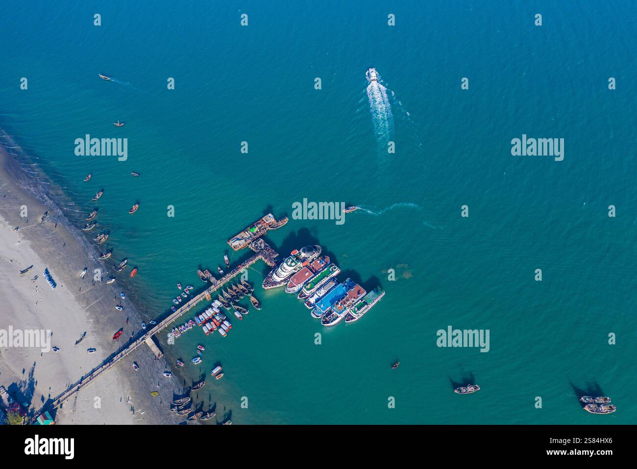 An aerial view of Saint Martin's Island, locally known as Narikel ...