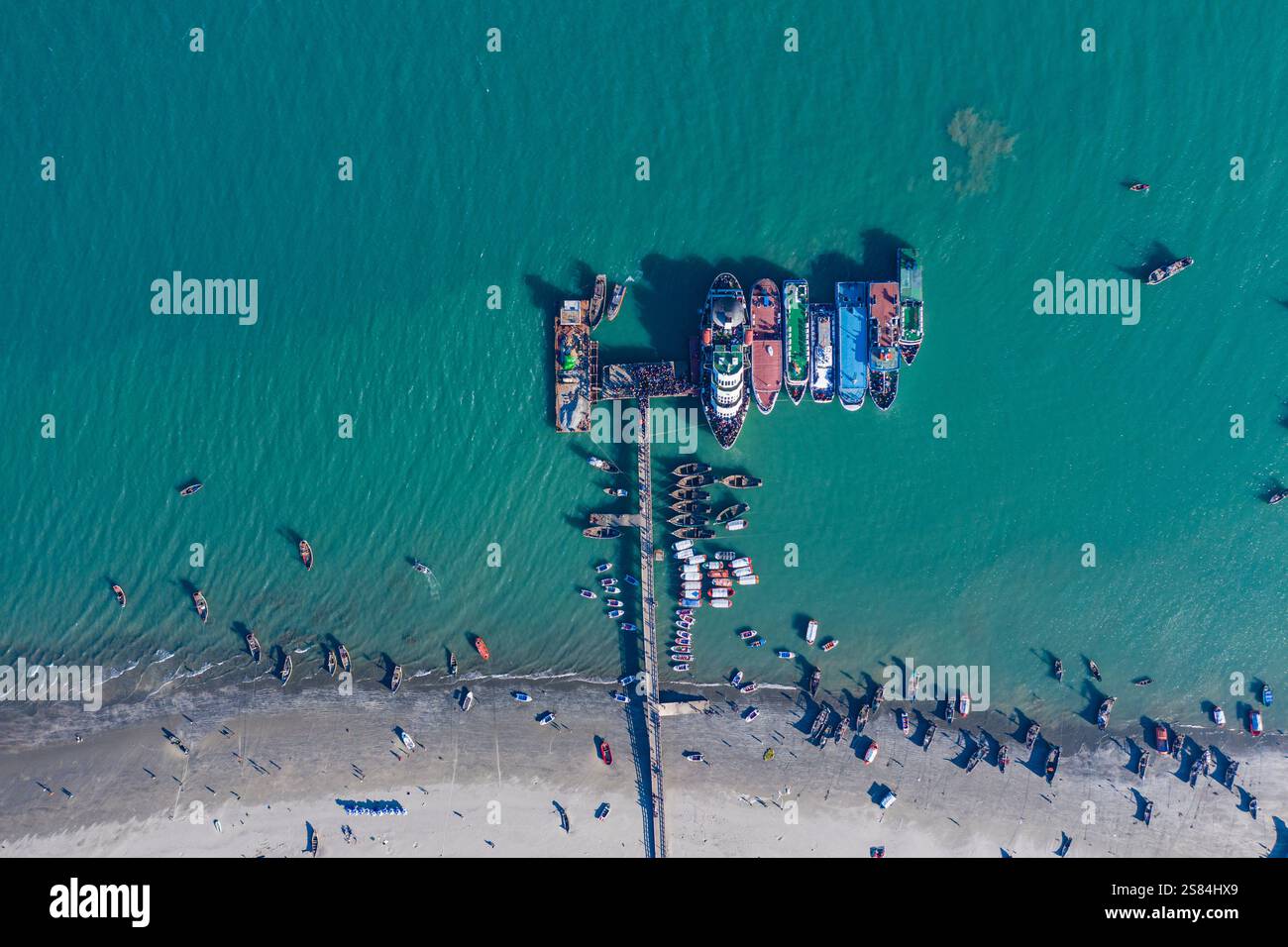 An aerial view of Saint Martin's Island, locally known as Narikel ...