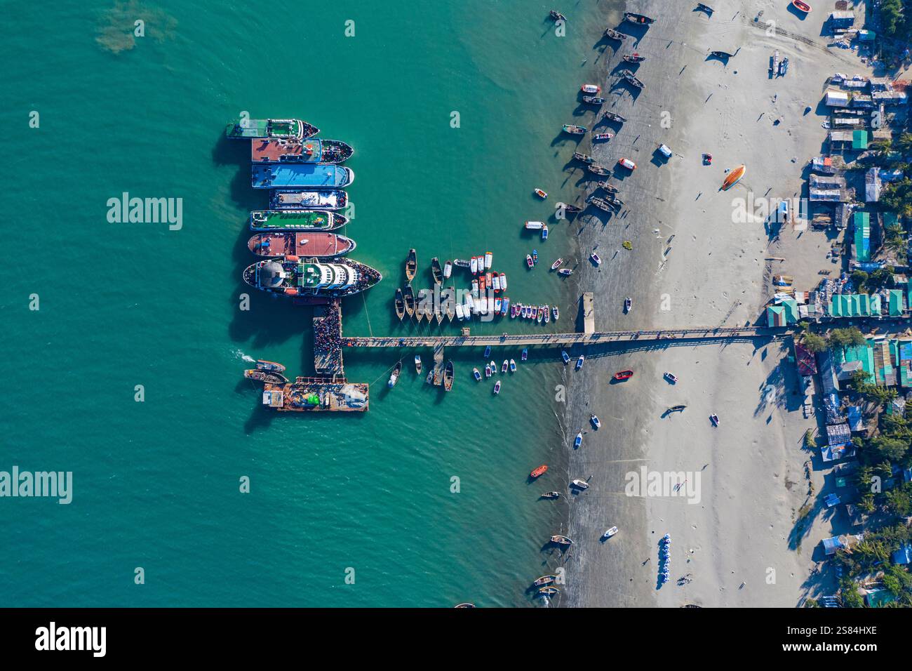 An aerial view of Saint Martin's Island, locally known as Narikel ...