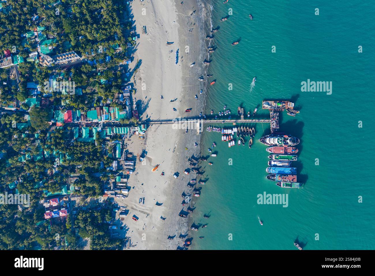 An aerial view of Saint Martin's Island, locally known as Narikel ...