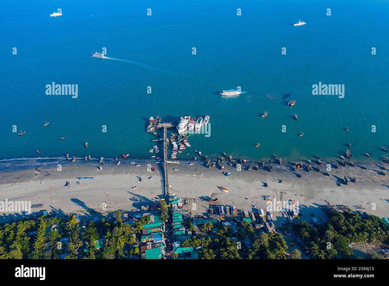 An aerial view of Saint Martin's Island, locally known as Narikel ...