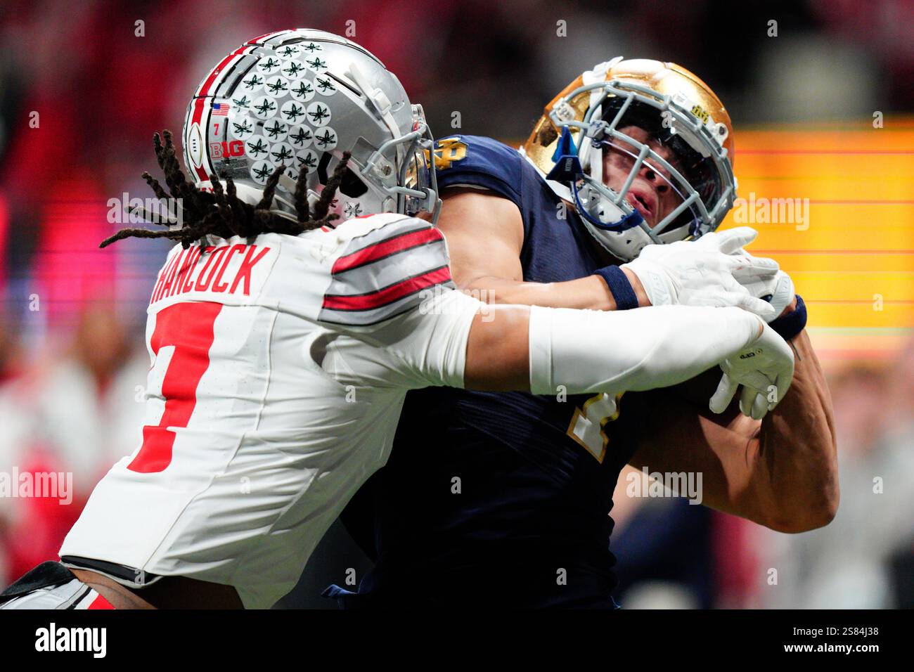 Notre Dame wide receiver Jaden Greathouse catches a touchdown pass ...