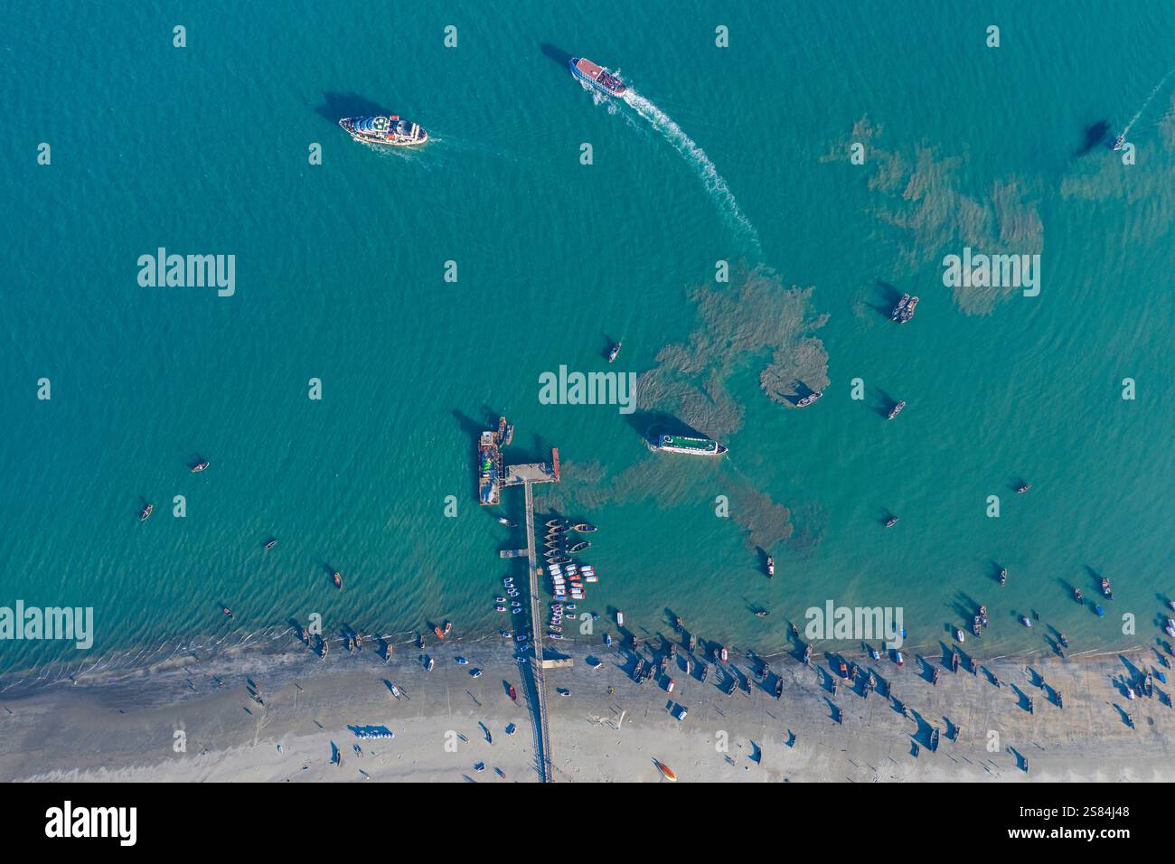An aerial view of Saint Martin's Island, locally known as Narikel ...