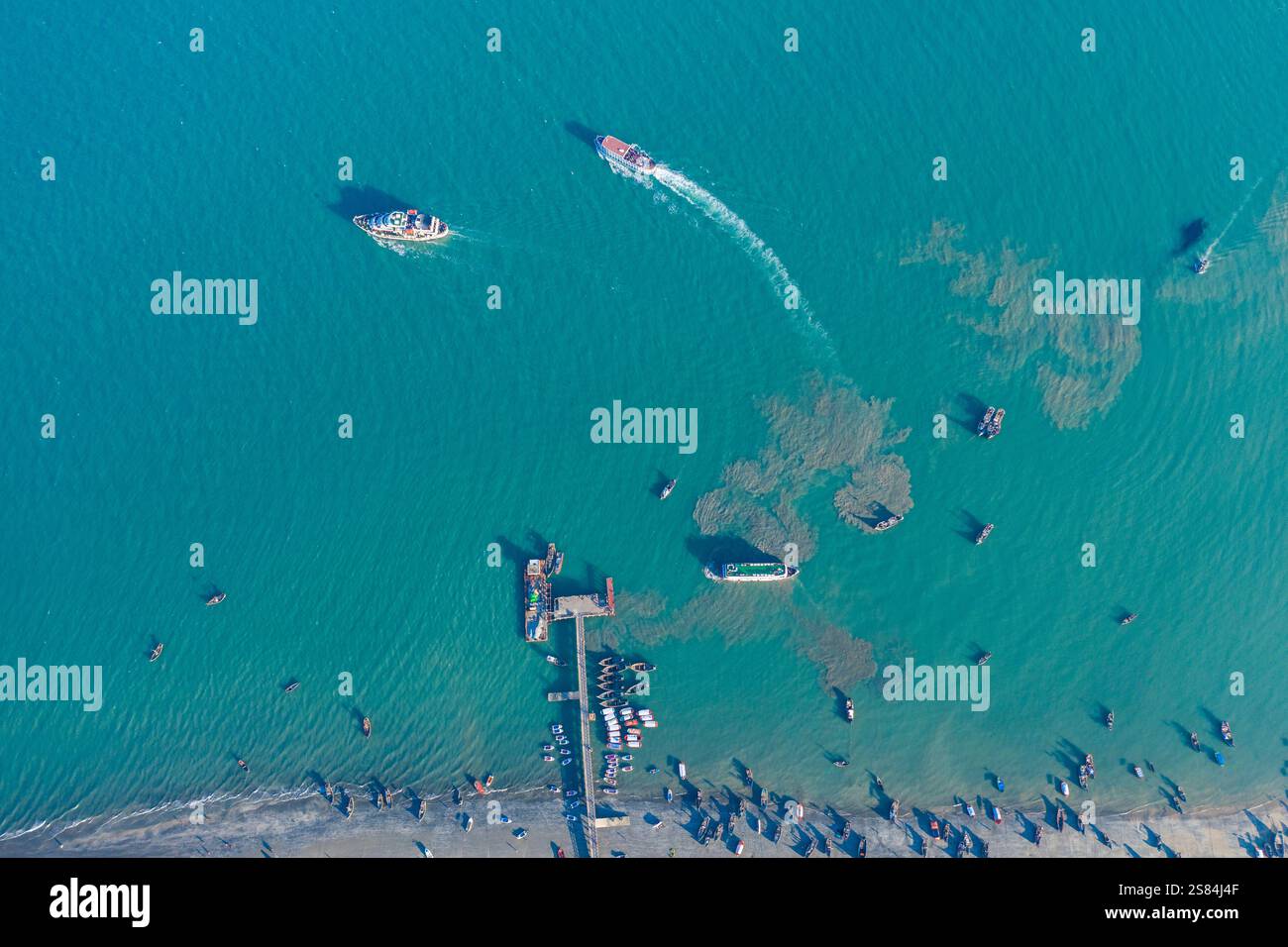 An aerial view of Saint Martin's Island, locally known as Narikel ...