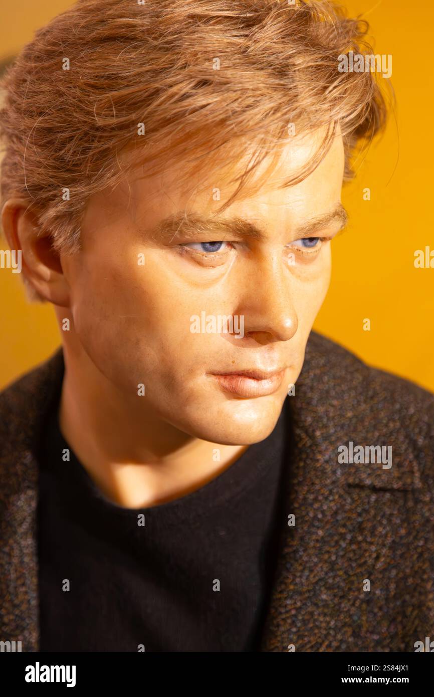 A wax figure representing actor James Dean at the Hollywood Wax Museum ...