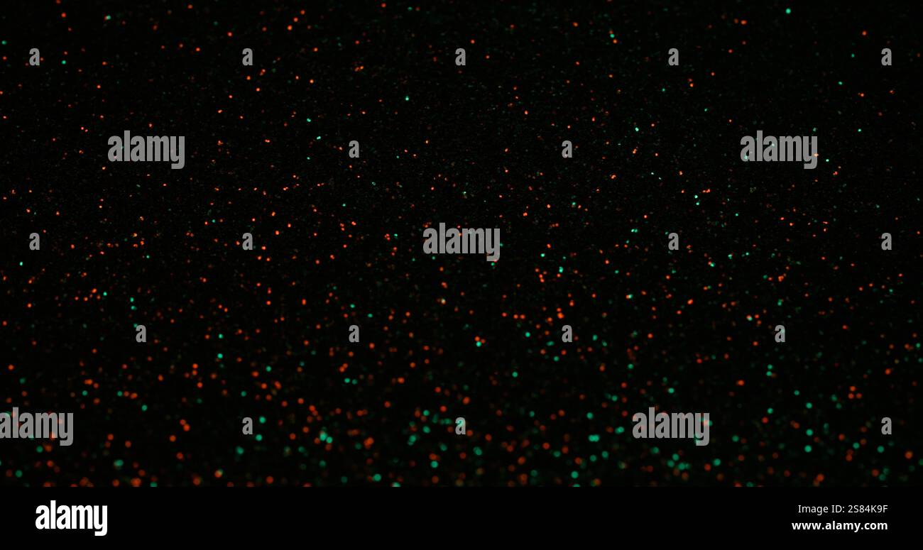 Shimmering night. Bokeh light. Sparkling colorful sand on mystic black ...