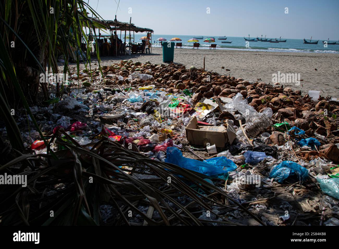 Various types of plastic waste are scattered across the beach of Saint ...