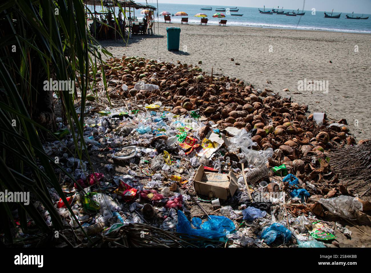Various types of plastic waste are scattered across the beach of Saint ...