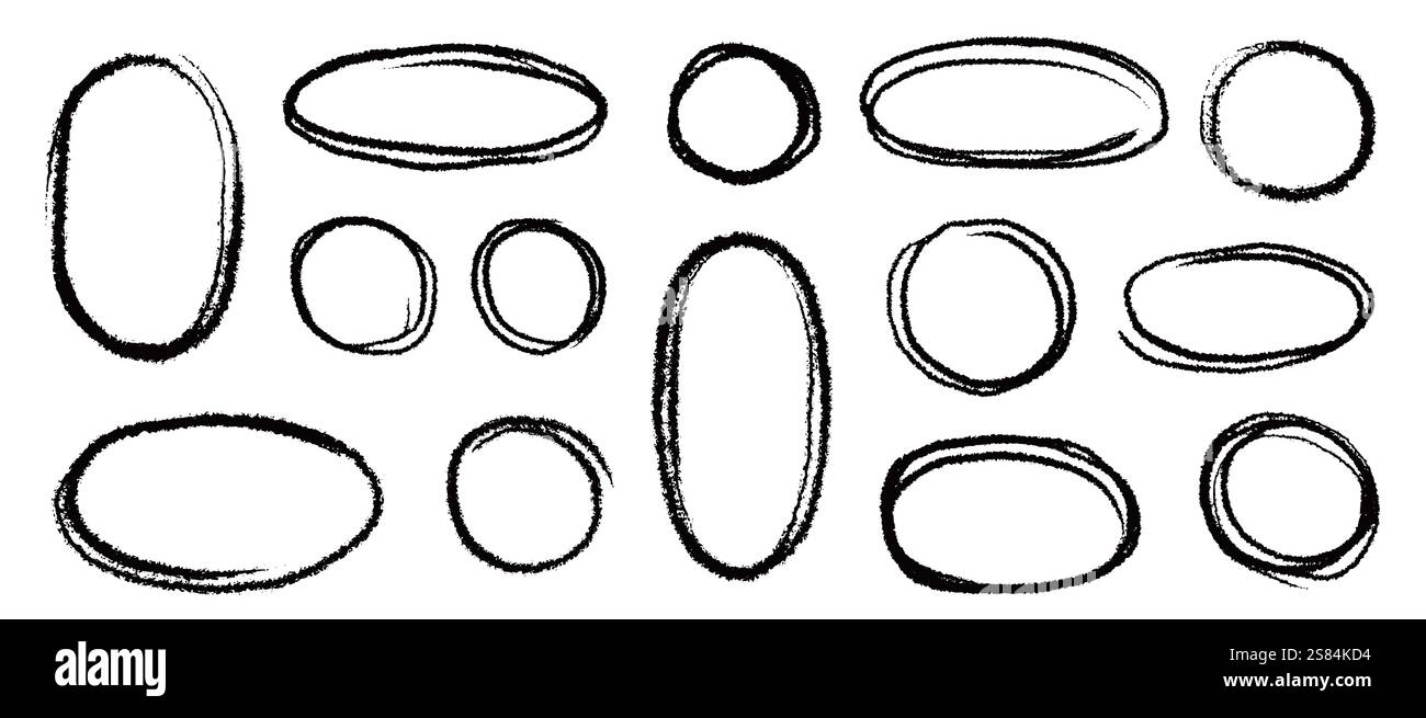 Marker brush marker scribble line circle frame shape set. Hand drawn ...