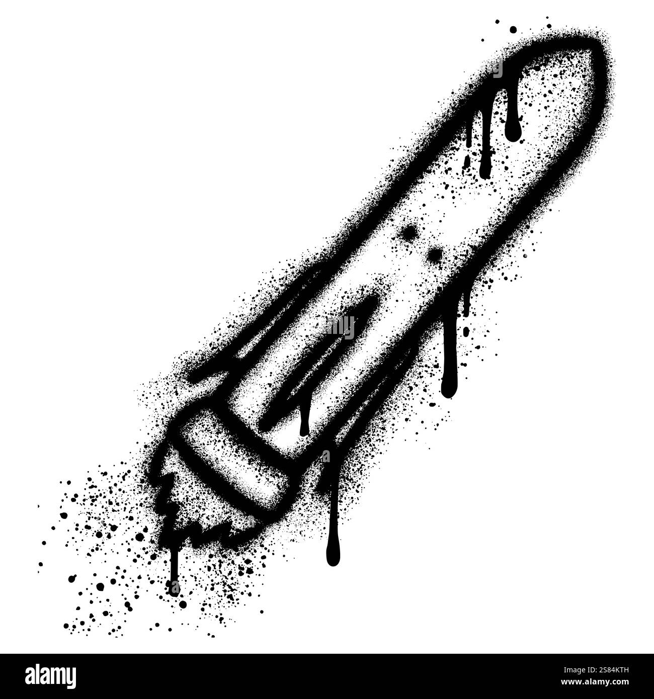 Guided missile weapon graffiti with black spray paint. vector ...