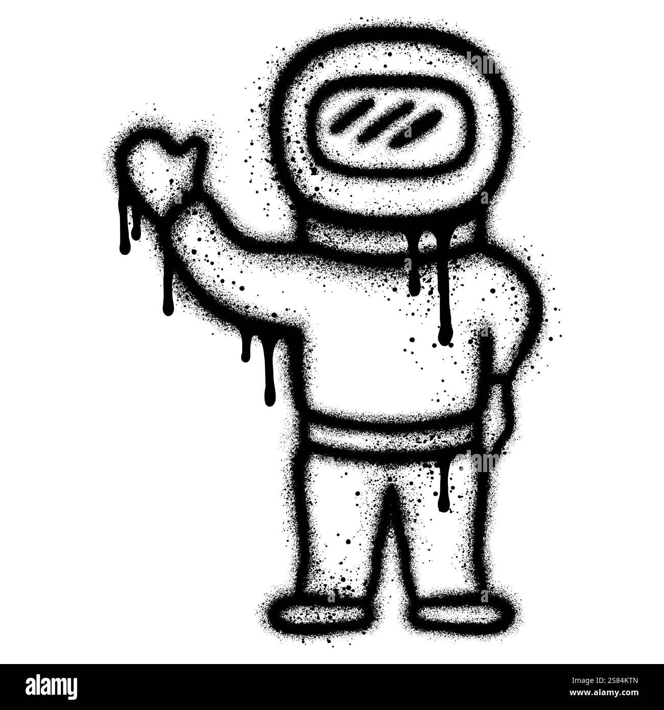 Spray Painted Graffiti astronaut isolated with a white background. EPS ...
