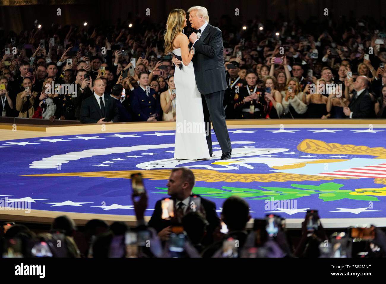 President Donald Trump and first lady Melania Trump dance at the Commander in Chief Ball, part ...