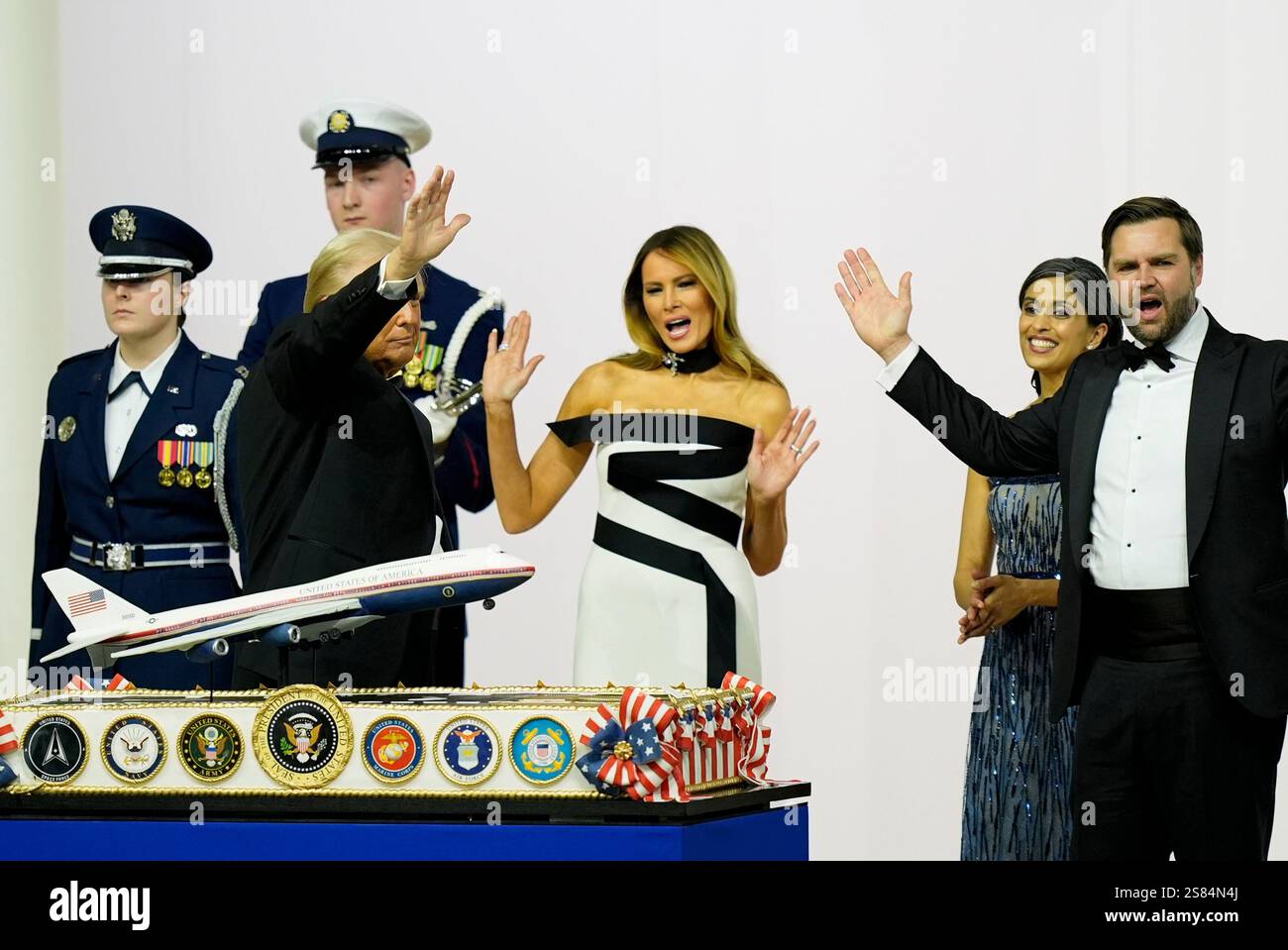 President Donald Trump, from left, first lady Melania Trump, Usha Vance ...