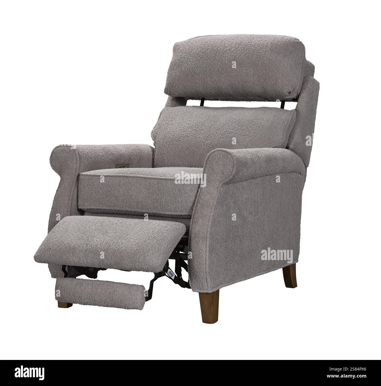 A modern fabric armchair soft cushion + clipping path. The chair is ...