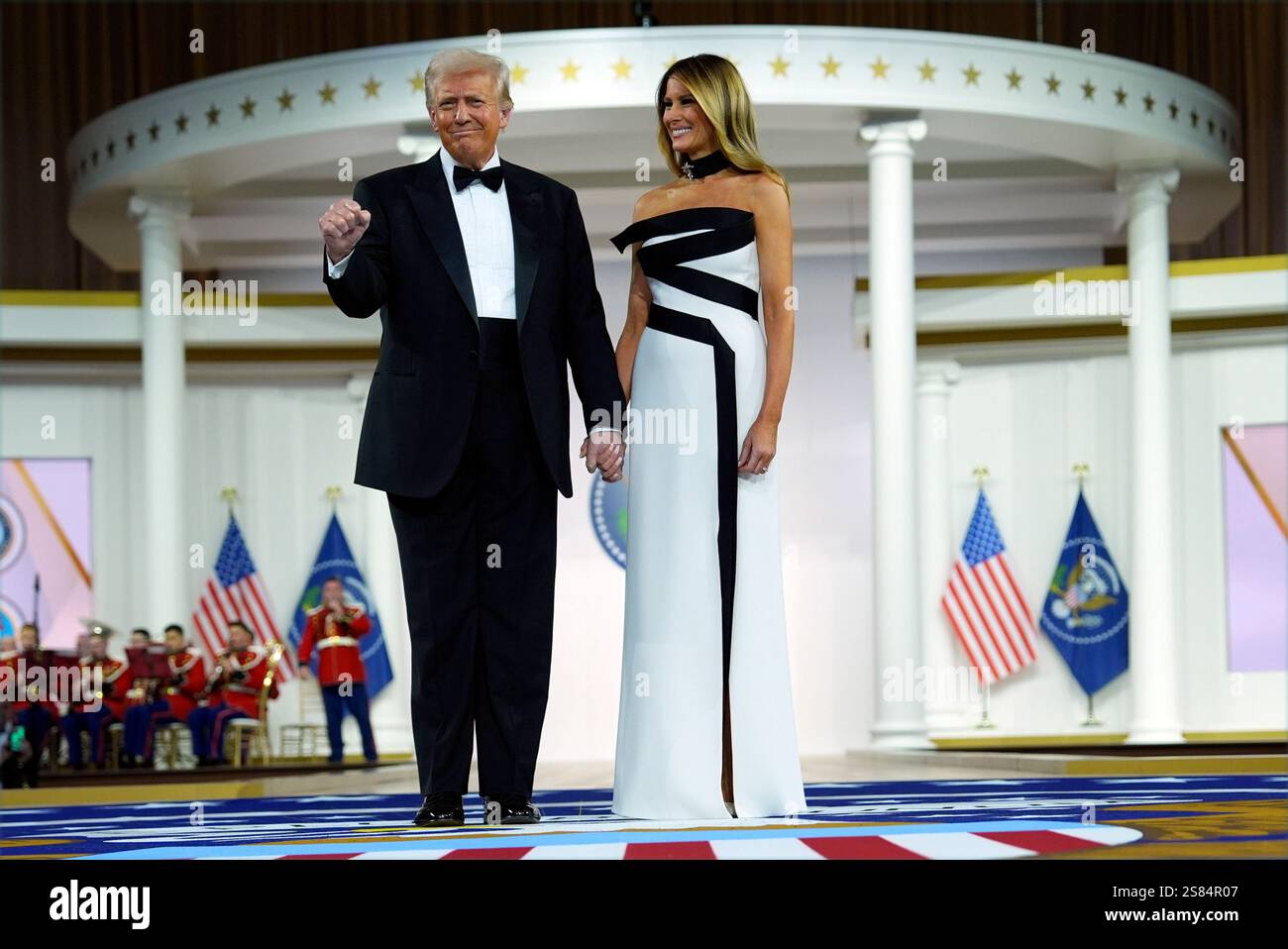 President Donald Trump and first lady Melania Trump dance at the Commander in Chief Ball, part ...
